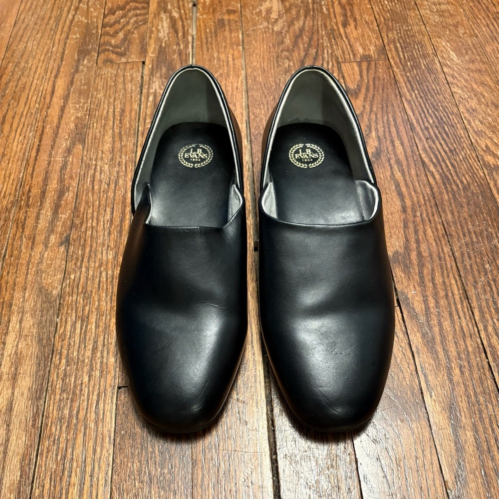 Black Leather House Shoes - Gem